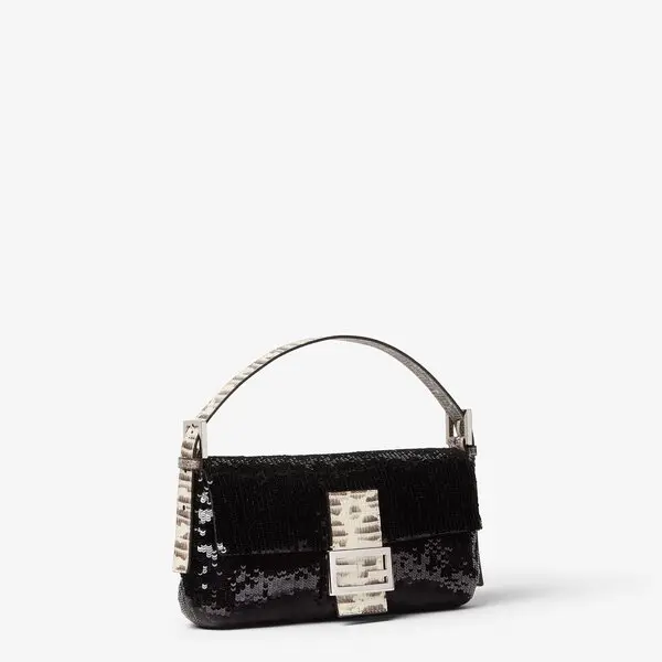 Fendi Baguette® 26424 Black Organza And Sequin Bag